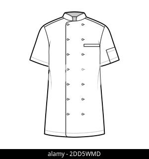 Shirt bakers chefs uniform technical fashion illustration with short ...