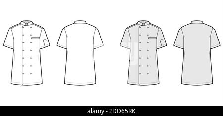 Shirt bakers chefs uniform technical fashion illustration with short ...