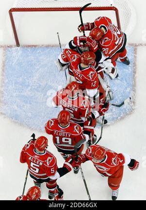 Florida Panthers line up to congratulate each other and goaltender ...