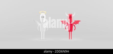 Angel and devil funny character. Choose good or bad concept on black ...