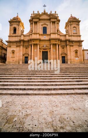 Impressive staircase to the Baroque building of the Cathedral of Saint ...