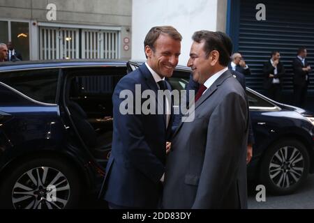 President Emmanuel Macron, Joel Mergui during a ceremony to mark the ...