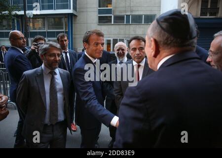 President Emmanuel Macron, Joel Mergui during a ceremony to mark the ...