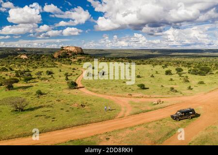 Baboon Rock at Sosian Ranch, Laikipia County, Kenya drone Stock Photo ...