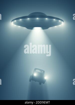 Spacecraft Alien Tractor Beam Stock Photo - Alamy