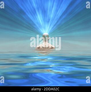 Man radiates light from mind. 3D rendering Stock Photo - Alamy