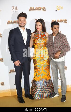 Kev Adams, Vanessa Guide et Jamel Debbouze lors de la Premiere du film Alad'2 au Grand Rex a ...