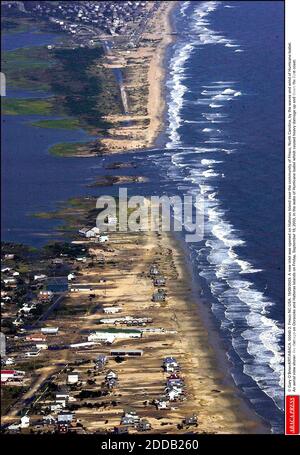 USA, Aerial view of Hurricane Isabel destruction along the Outer Banks ...