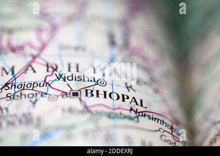 Selective focus on Bhopal - the capital city of Madhya Pradesh on an ...