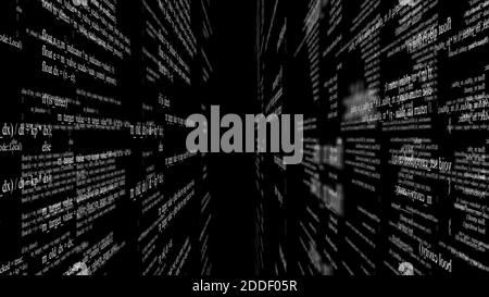 Blocks of program code flying in virtual space Stock Photo - Alamy