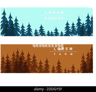 Beautiful pines backdrop. Natural banner concept. Green forest ...