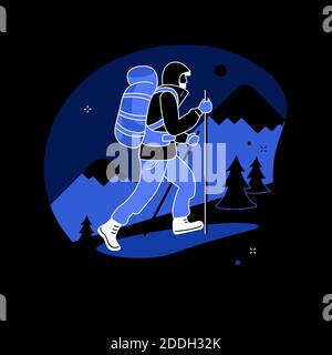 Winter hiking abstract concept vector illustration Stock Vector Image ...