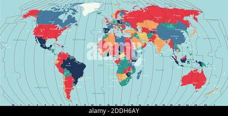 Vector Timezone world map Stock Vector Image & Art - Alamy