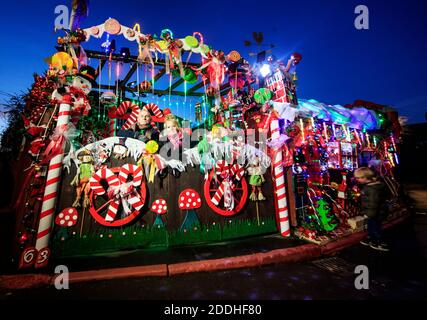 May and Rod Proctor with their candy themed Christmas decorations at ...