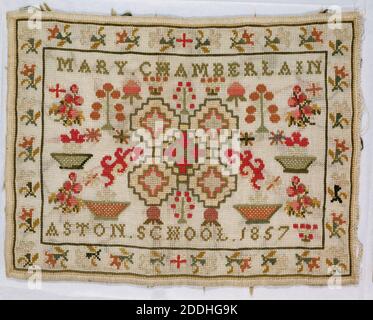 Embroidered Sampler - Mary Chamberlain, Aston School, 1857 Stock Photo ...
