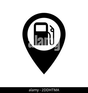 Map pointer with gas station symbol icon digital red Stock Vector Image ...