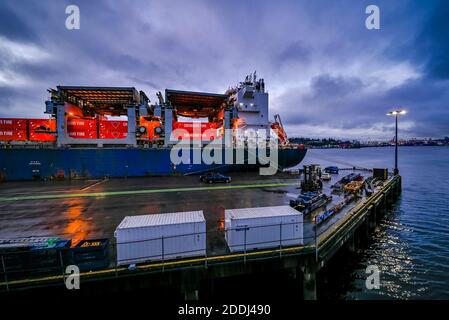 Ship loaded with Canadian Tire Containers, crates, Lynnterm Terminal ...
