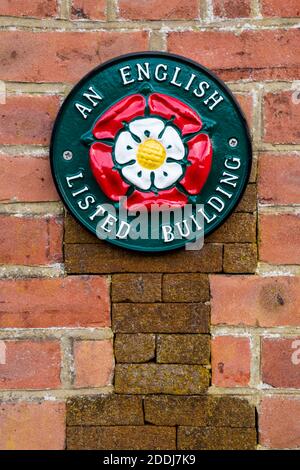An english listed building plaque, uk Stock Photo - Alamy