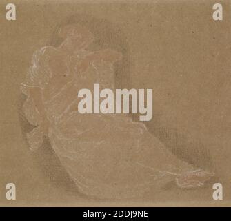 Female - Drapery Sketch of a seated Figure, 1864-1866. Artist: Edward ...