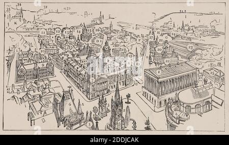 Birds-Eye View Of Birmingham In 1886. Engraving on paper. Attributed to ...