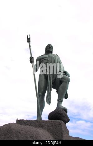 Sculpture of the guanche mencey (aboriginal king) Bencomo in the ...