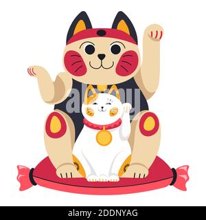 Japanese maneki neko cats. Cartoon lucky japan traditional cat toys ...
