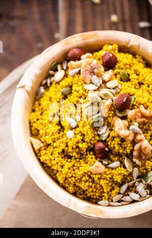 Millet and Nuts Homemade Porridge. Served in Edible Plant Based Eco ...