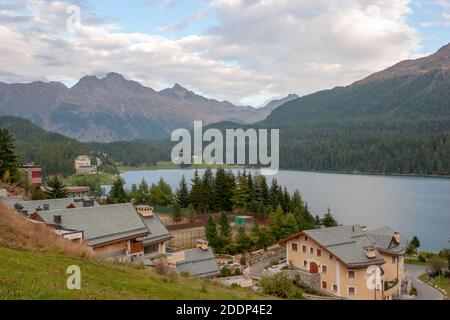 St. Moritz, Switzerland- September, 2007: Beautiful city of St.Moritz ...