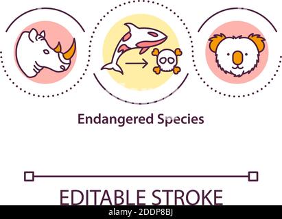 Biodiversity loss concept icon. Species extinction. Plants and animals ...