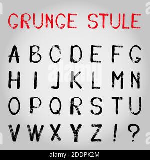 Handdrawn dry brush font. Modern brush lettering. Grunge style alphabet ...