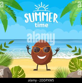 Coconut fruit and summer concept Stock Vector Image & Art - Alamy