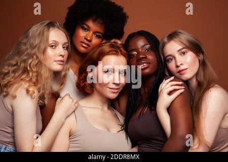 young pretty caucasian, afro, scandinavian woman posing cheerful ...