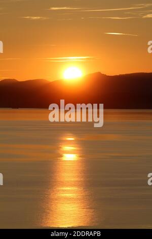 Golden Sunset over Arran from Ardrossan Stock Photo - Alamy