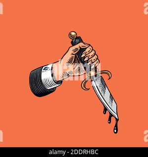 Hand drawn dagger with blood icon in doodle style isolated Stock Vector ...