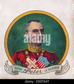 Color portrait of Peter I king of Serbia. Pedro I Karadjordjevic. Petar ...