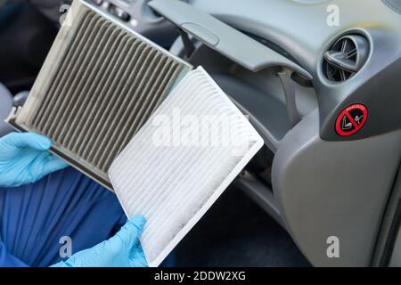 Old and new cabin pollen air filter for a car Stock Photo - Alamy