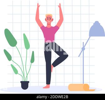 person standing in yoga tree position vector illustration EPS10 Stock ...
