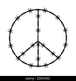 Pacific sign conclusion symbol, sign. Barbed wire isolated background ...