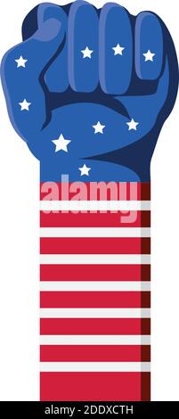 Martin Luther King Day, raised white and black hands and ribbon vector ...