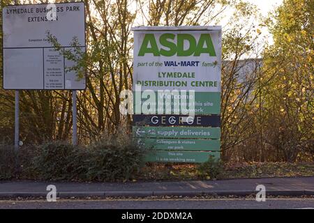 The main entrance to the Asda Distribution Centre Depot at Lymedale ...