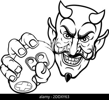 Devil Gamer Video Game Controller Mascot Cartoon Stock Vector Image ...