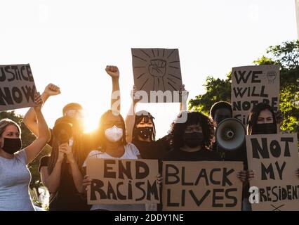 Activist movement protesting against racism and fighting for equality ...