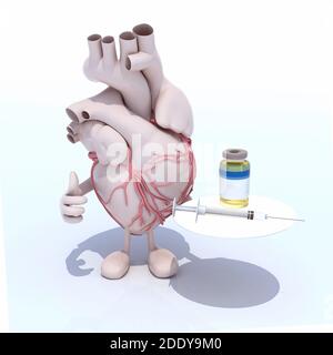 Cartoon illustration with vaccine protect for medical design. Treatment ...