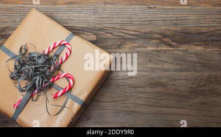 Brown gift box and vintage paper of Equipment for Christmas decoration ...