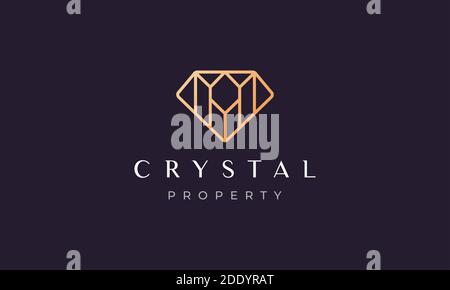 line of diamond with home or house or real estate logo design modern ...