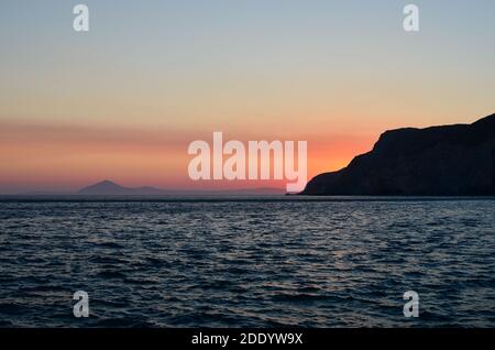 Sunset from Anafi's port Stock Photo - Alamy