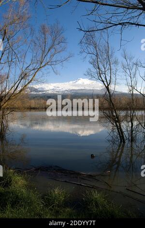Etna view from lake Gurrida, Sicily Stock Photo - Alamy