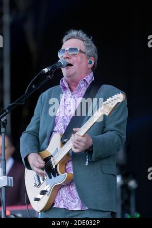 Glenn Tilbrook, lead singer of Squeeze performing at the Cornbury Music ...