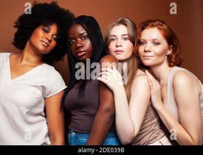 young pretty caucasian, afro, scandinavian woman posing cheerful ...
