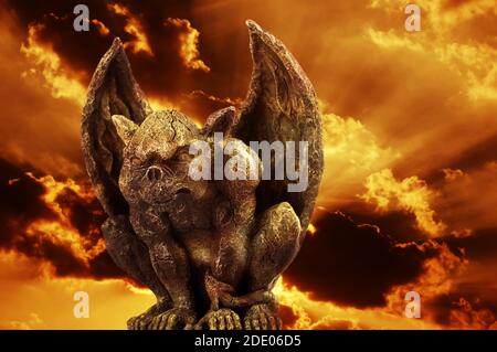 winged fantasy Gargoyle statue Stock Photo - Alamy
